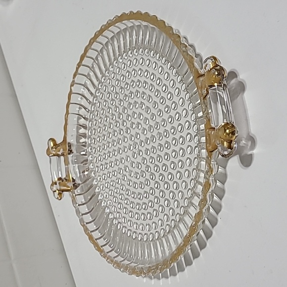 Vintage | Dining | Vintage Dotted Crystal Dish Server Gold Trim | Poshmark